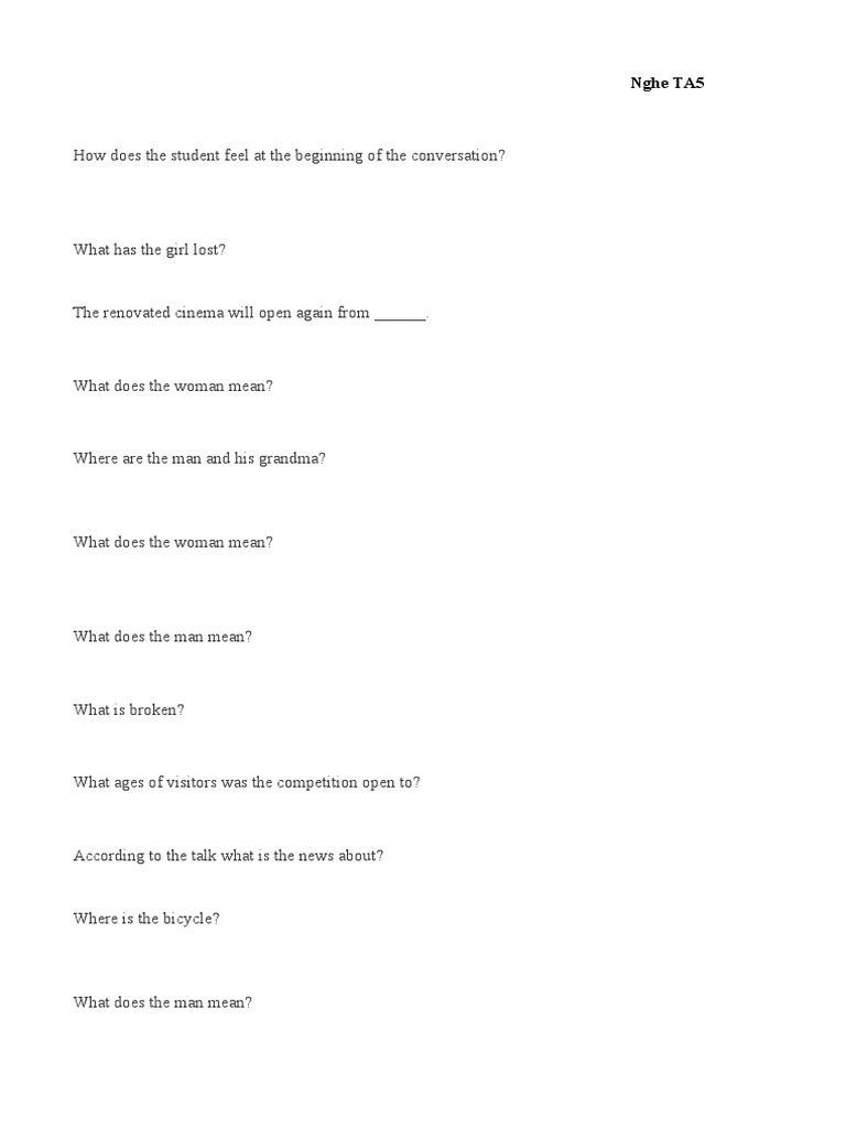 Nghe TA 5 - EN34.029 - LTTN 1,2,3 | PDF | Obedience (Human Behavior)