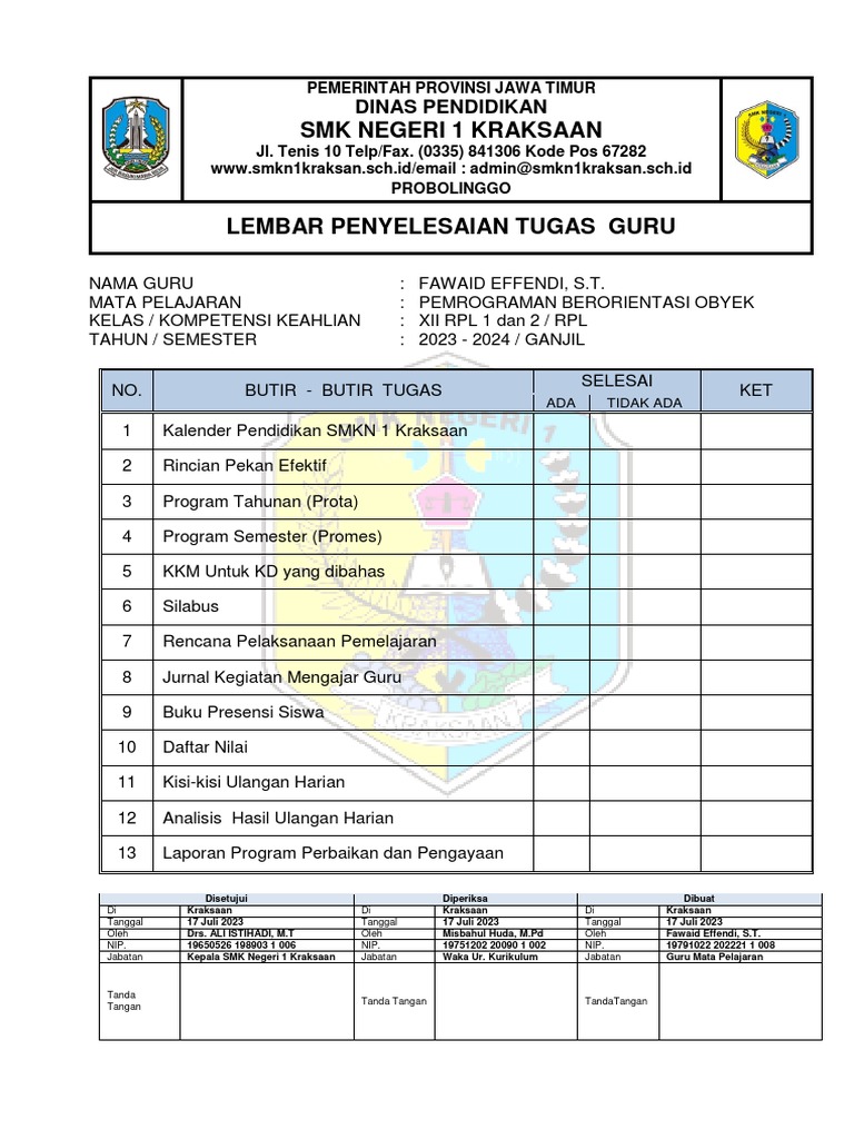 Contoh LEMBAR PENYELESAIAN XII RPL | PDF