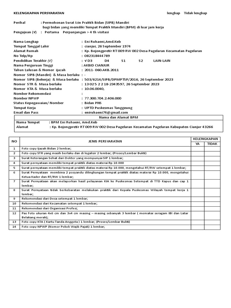 Sipb Form 2 (Ceklis) | PDF