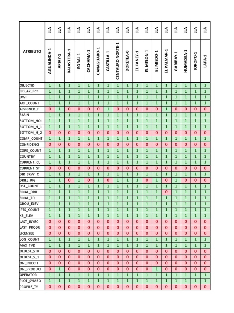Matriz Completitud Atributos | PDF