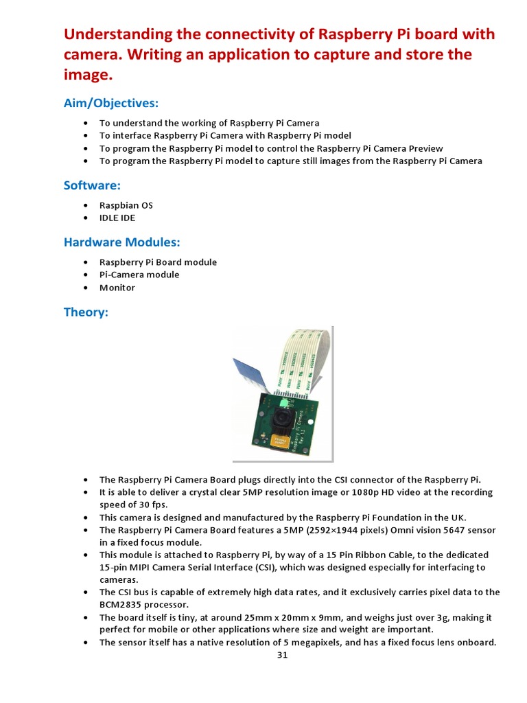 Camera | PDF | Raspberry Pi | Camera