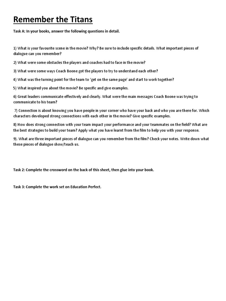 Remember the Titans Lesson Plan Guide | PDF