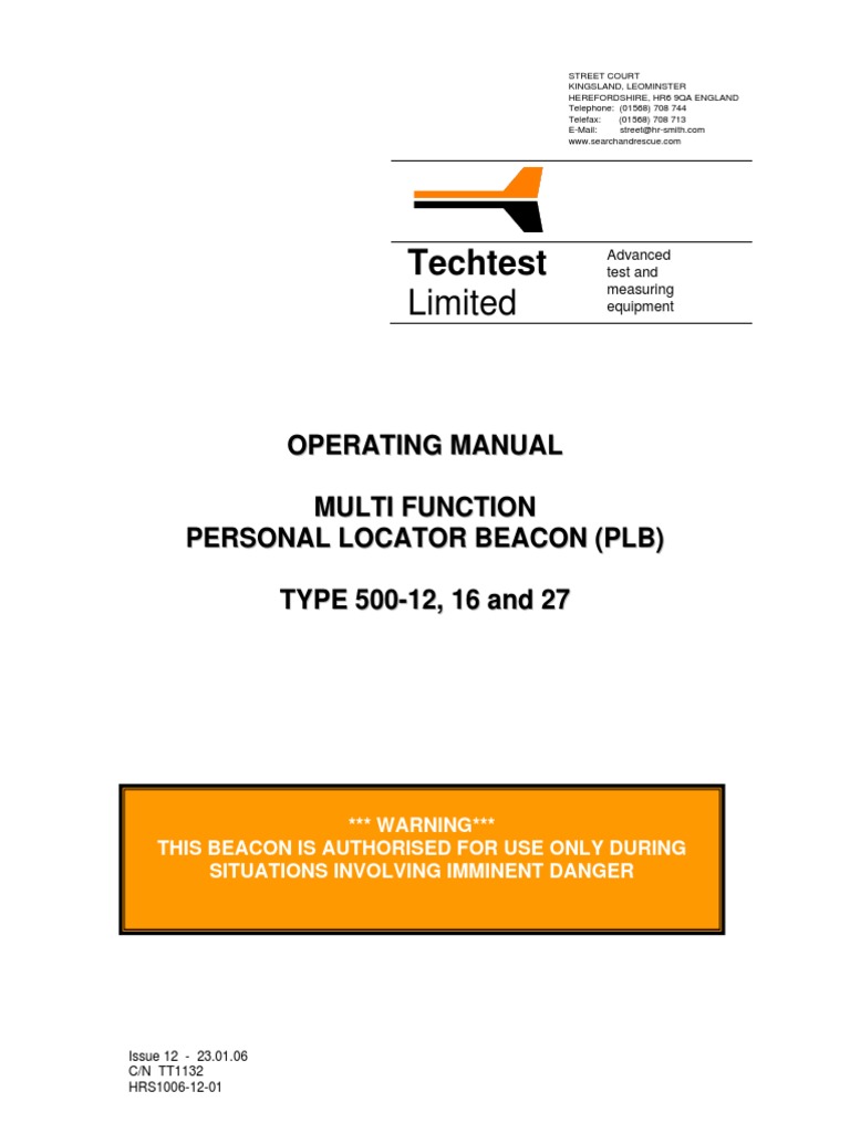 ELT Operating Manual Issue 12 | PDF | Modulation | Electrical Engineering