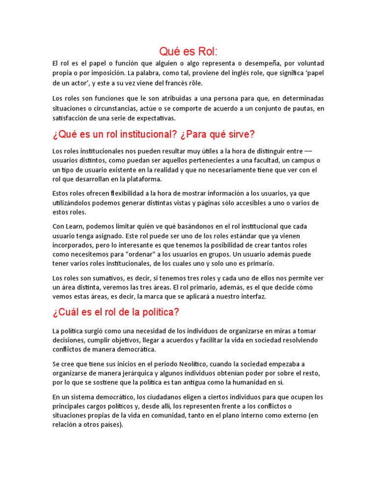 Qué es Rol | PDF