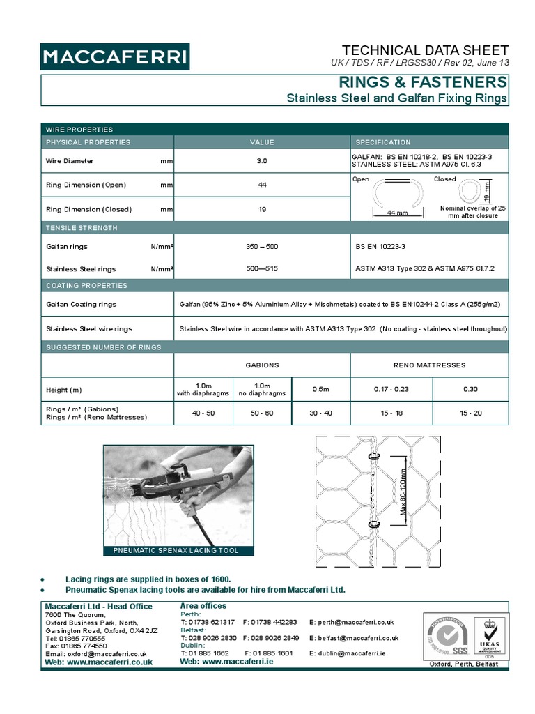 TDS UK Spenax Rings and Fasteners Jun13 | PDF | Stainless Steel ...