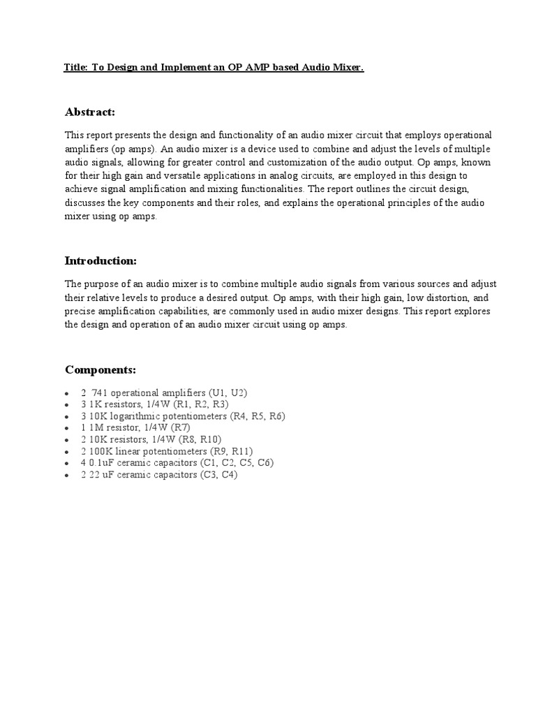 Oel Report | PDF | Amplifier | Operational Amplifier