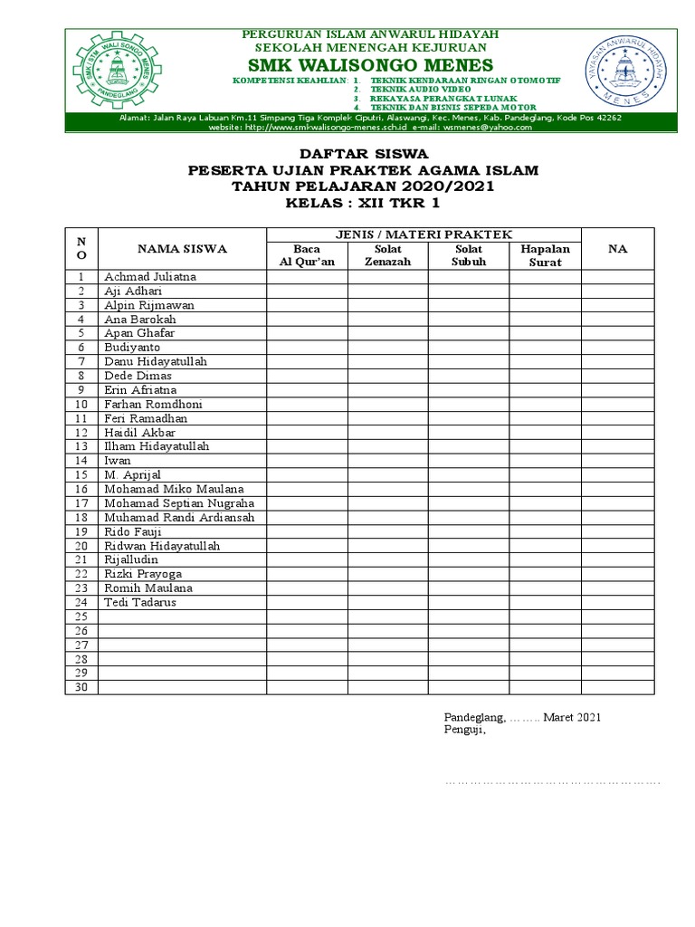 Format Nilai | PDF