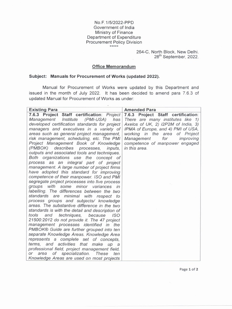 Manual For Procurement of Works June 2022 A2 | PDF