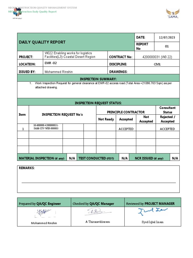 11 07 2023 Daily Quality Report | PDF