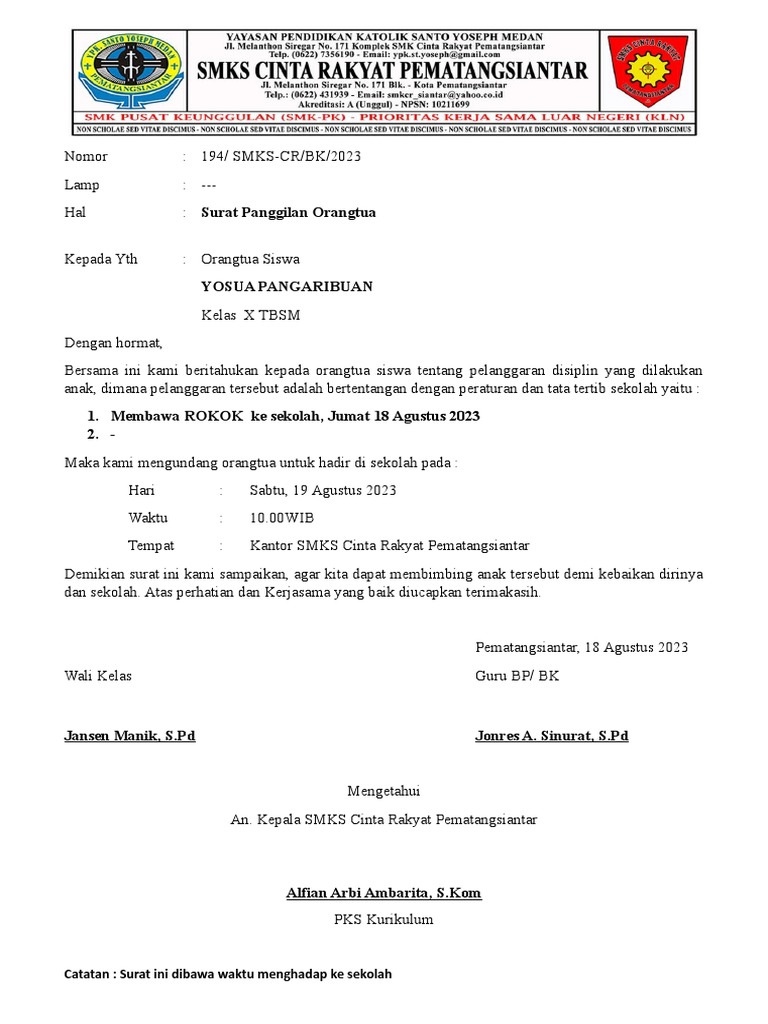 Surat Panggilan | PDF
