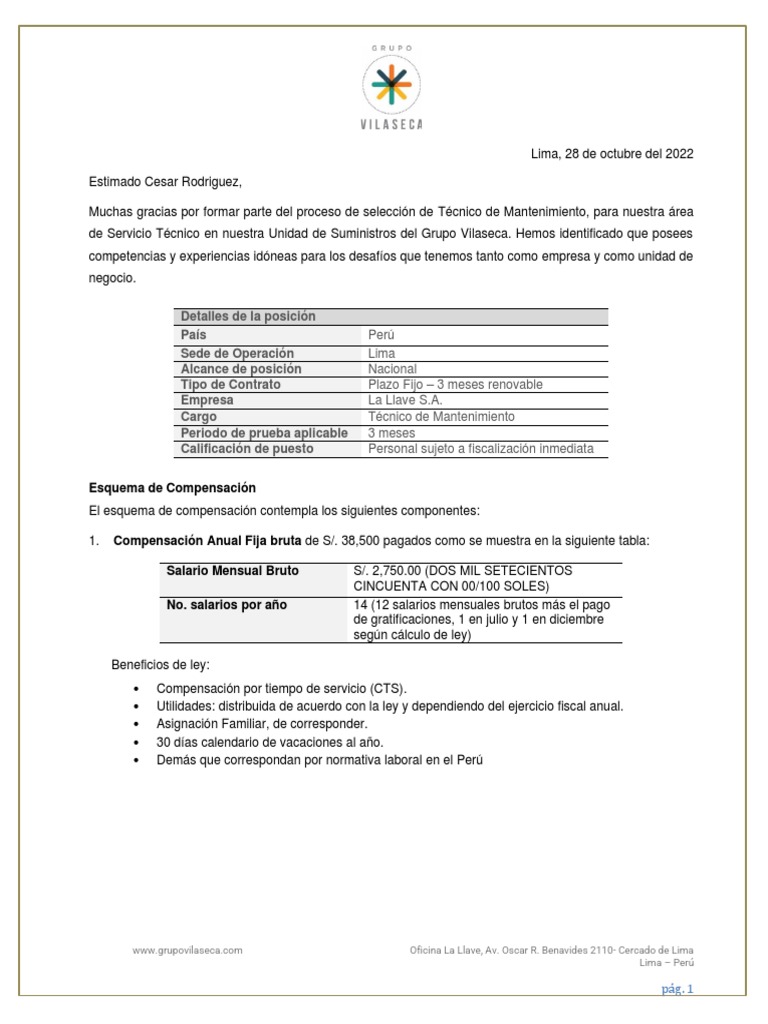 ODT Tecnico de Mantenimiento | PDF