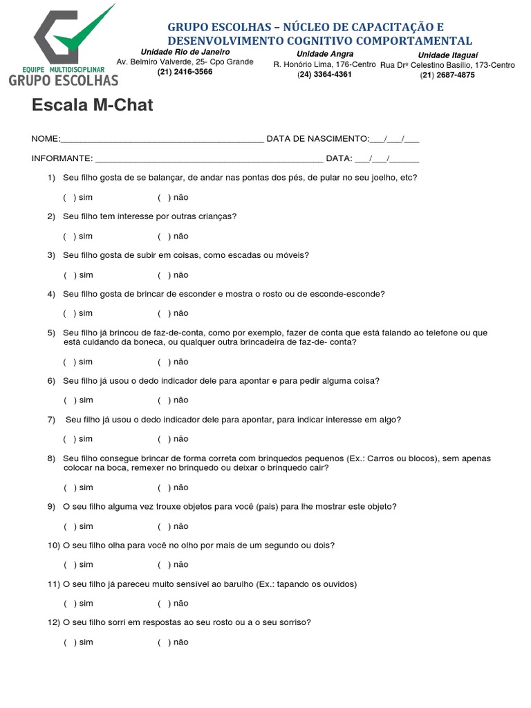 Autismo Escala M - Chat GE | PDF