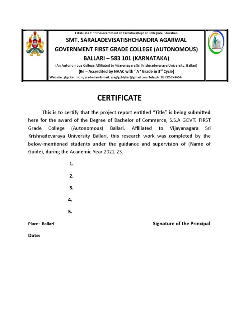 Principal Certificate | PDF