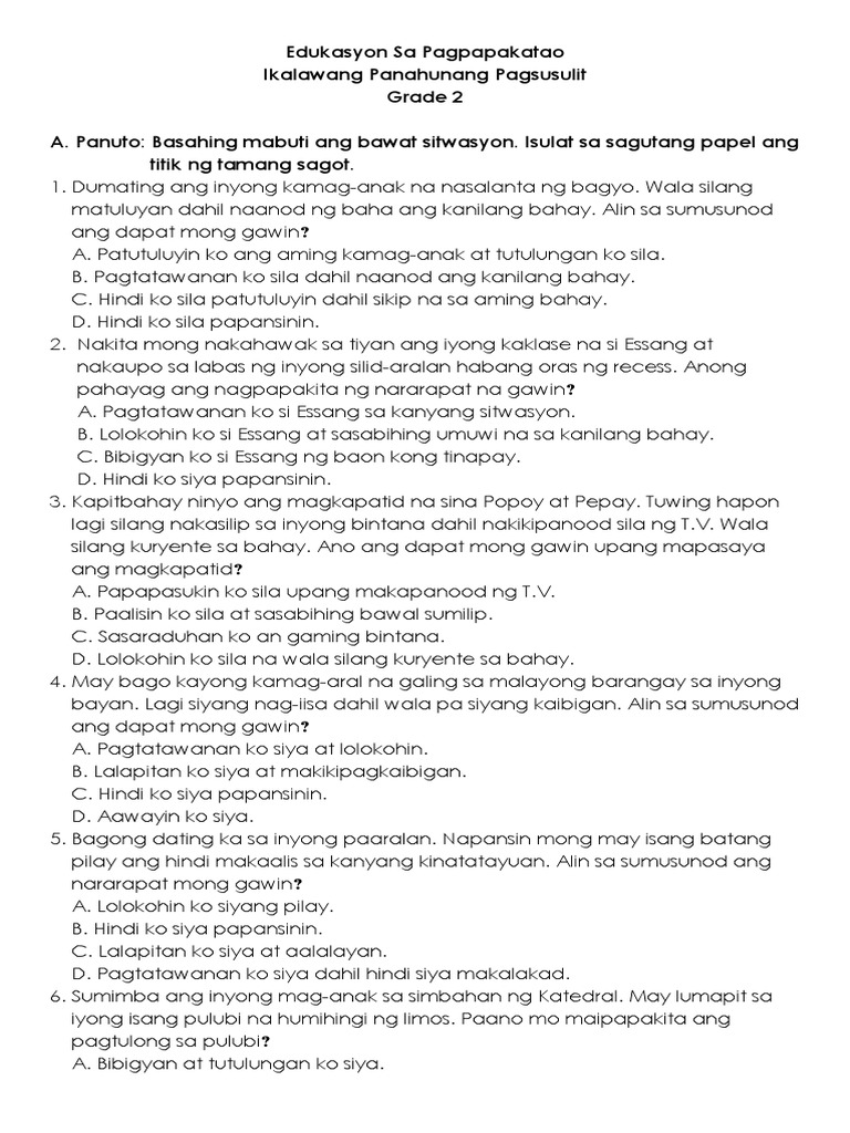 Gr.2 EsP 2nd Grading 2023 | PDF