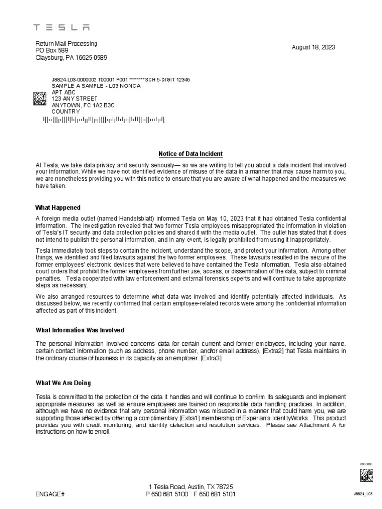 Tesla Files Notice | PDF