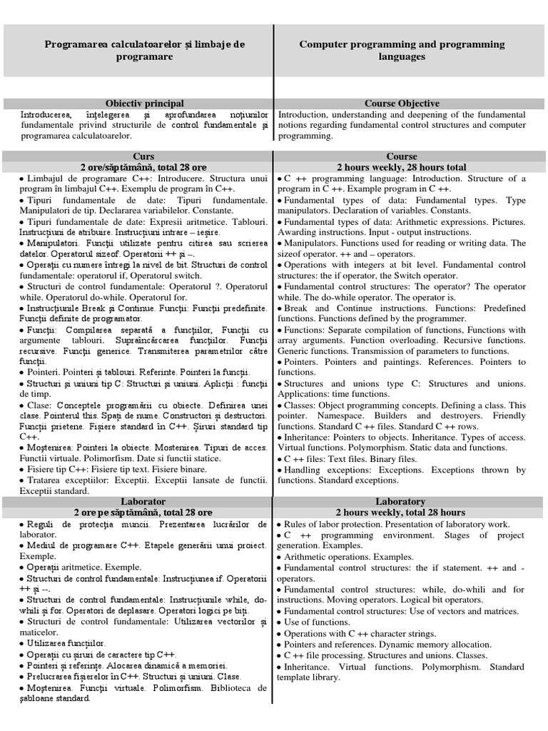 Programarea Calculatoarelor Si Limbaje de Programare | PDF