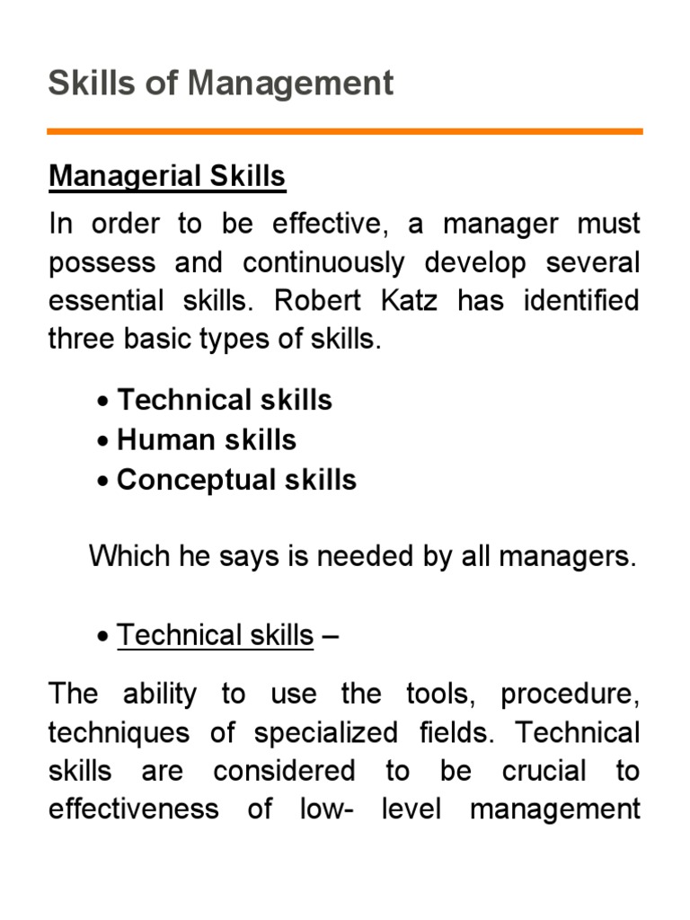 Skills of Management | PDF