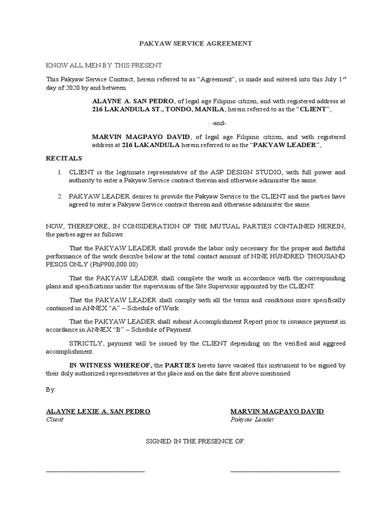 Kasulatan NG Pakyaw | PDF