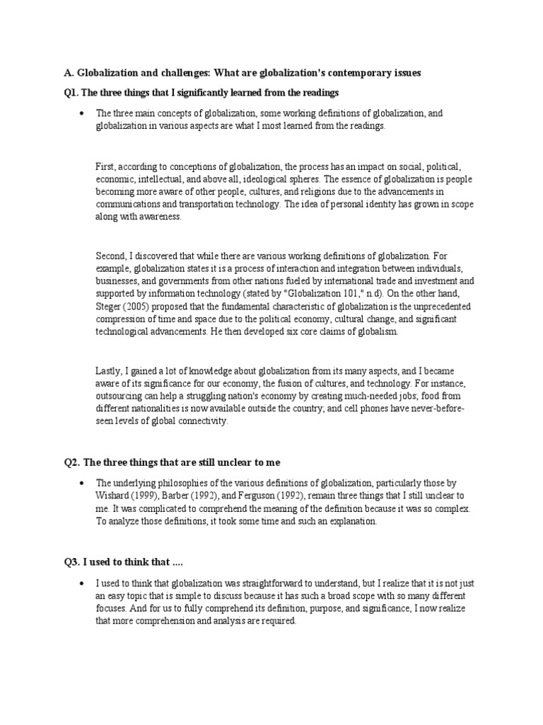 A. Globalization and Challenges: What Are Globalization's Contemporary ...