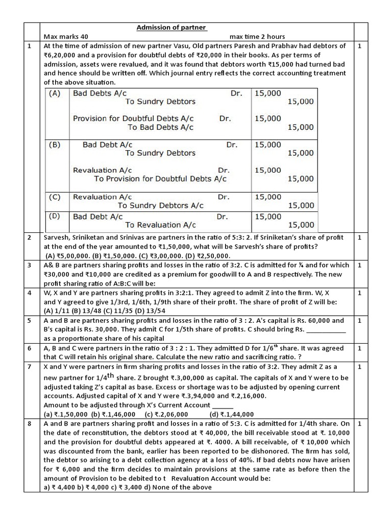 Admission of Partner | PDF