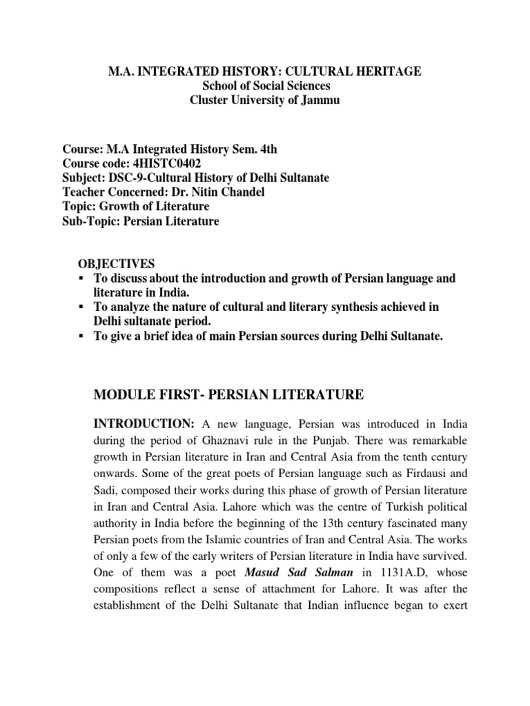 persian_literature during sultanate period | PDF