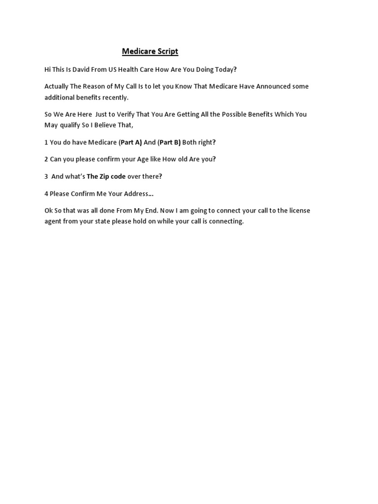 Medicare Script##1 | PDF | Career & Growth | Self-Improvement
