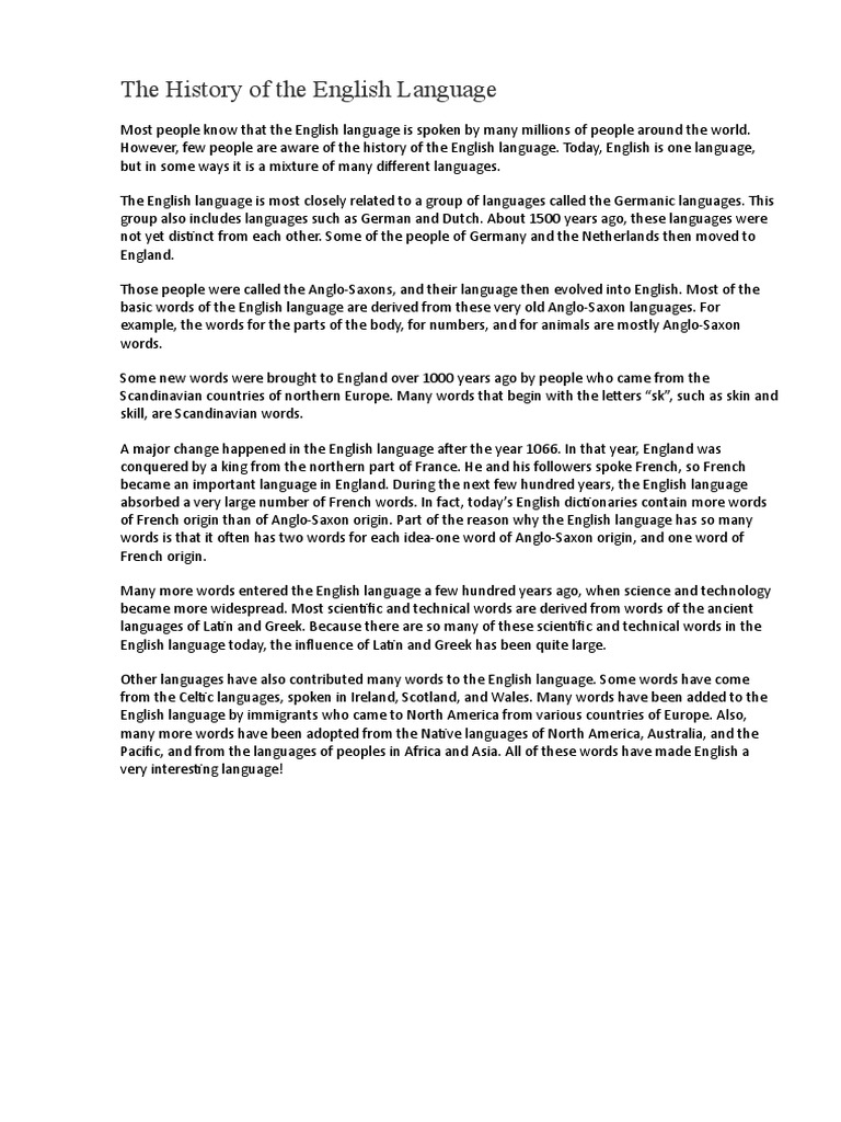 The History of The English Language | PDF | English Language | French ...