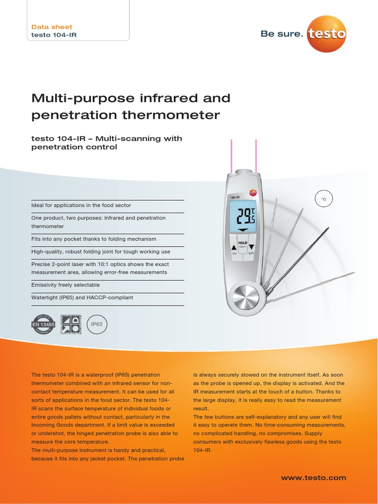 Testo 104 IR Data Sheet | PDF