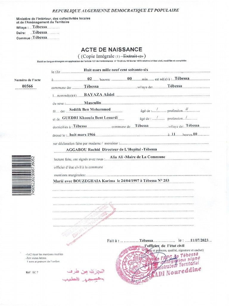 Acte de Naissance | PDF