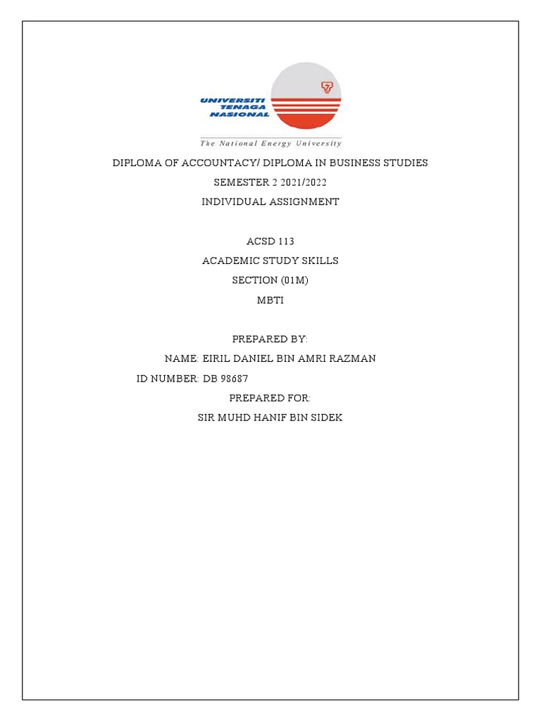 Mbti Acsd 113 Eiril Daniel | PDF | Extraversion And Introversion | Cognition