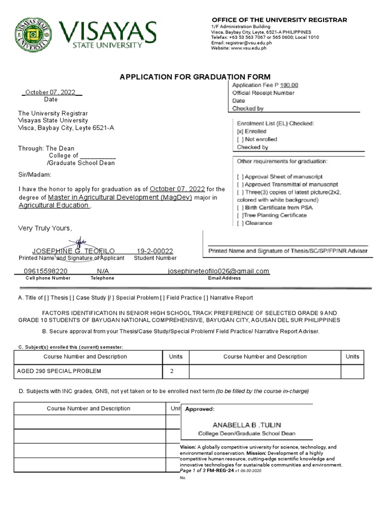 Fm-Reg-24 - Application - For - Graduation (Final) | PDF