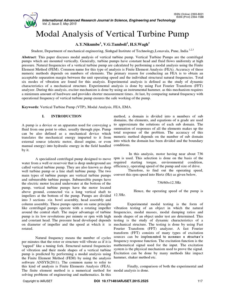 Modal Analysis of VT Pump | Download Free PDF | Finite Element Method | Pump