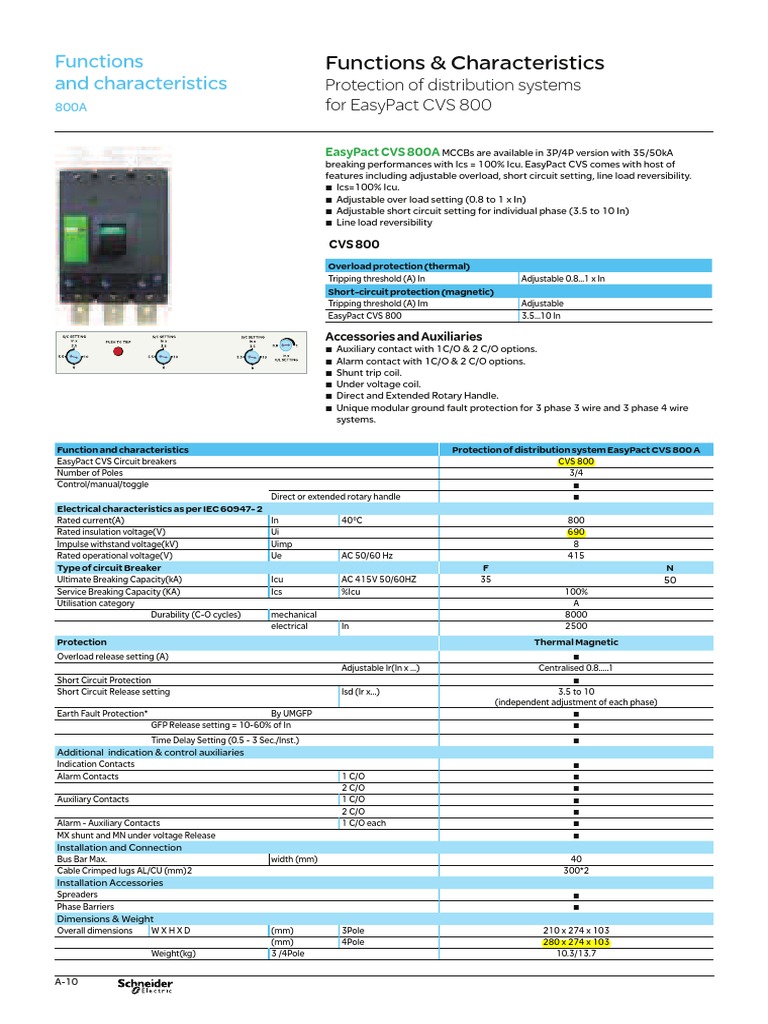 CVS800 - Characterstics & Dimensions | PDF