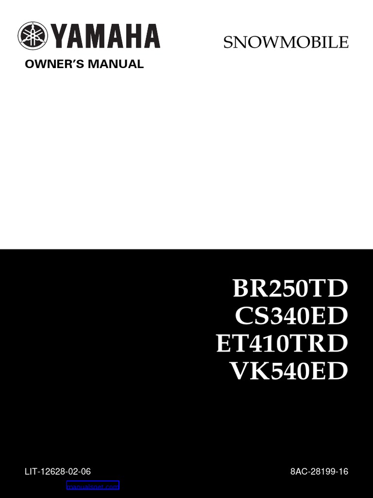 Yamaha Enticer II Et410tr Br250tf Et410trf Vk540ef 2000 Owners Manual ...