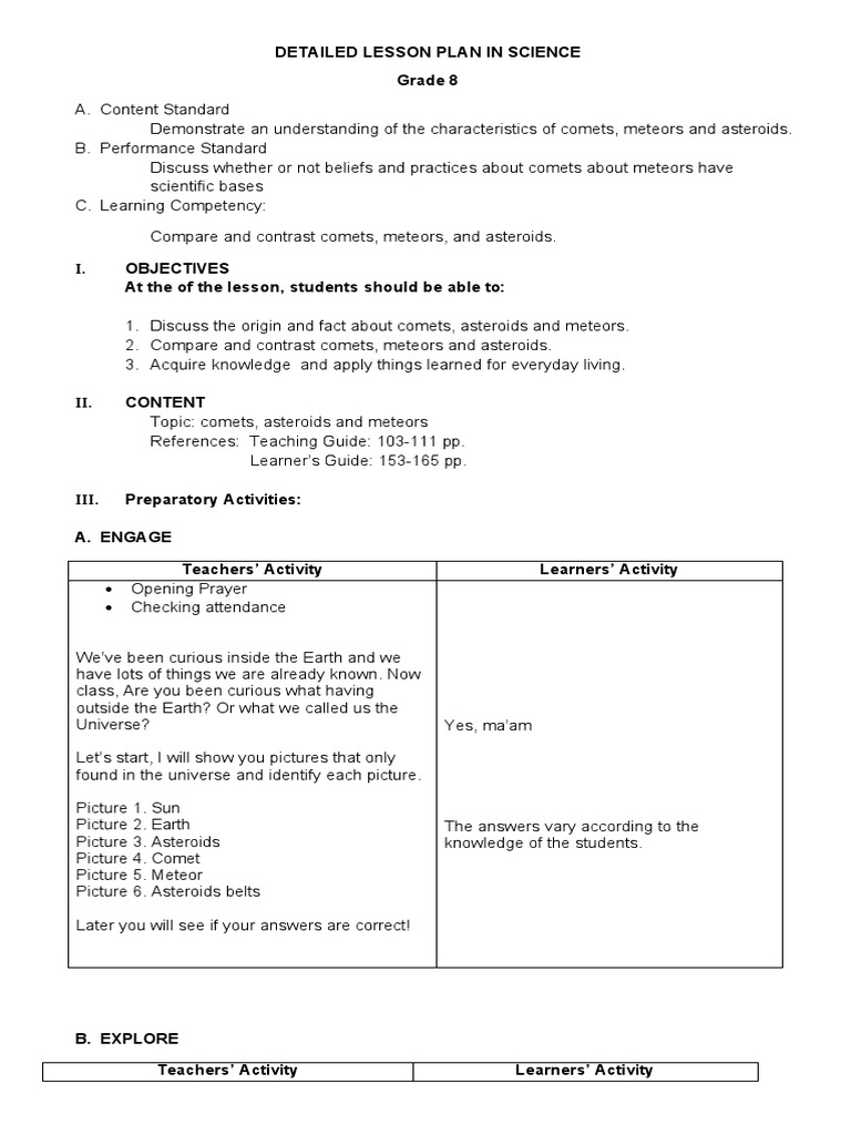 Detailed Lesson Plan in Science Grade 8 | PDF