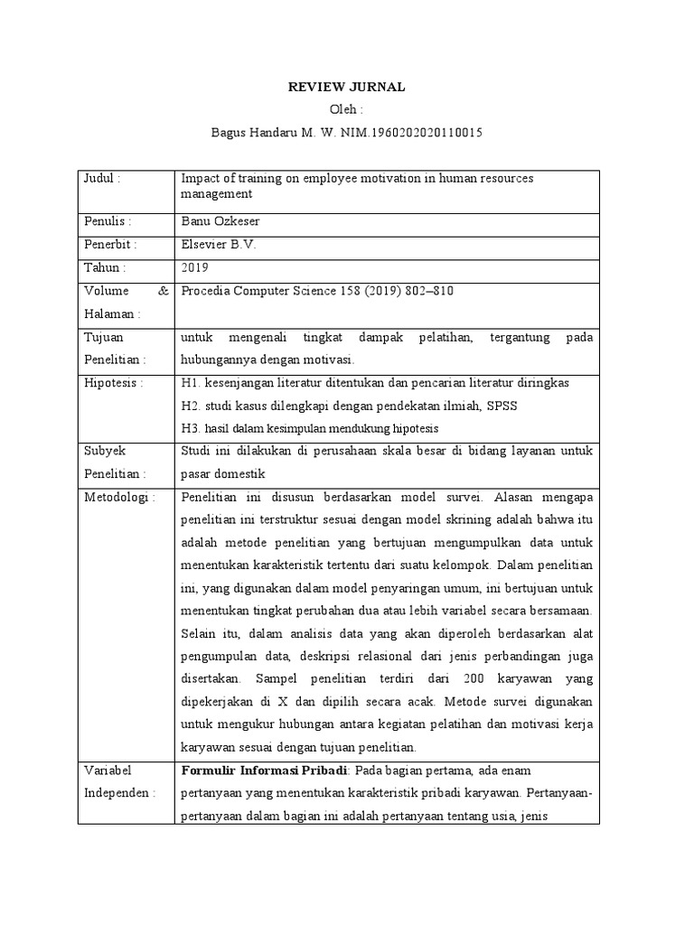 Review Jurnal MSDM Impact of Training | PDF