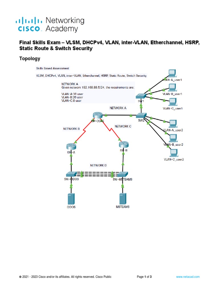 CCNA 2 Final Skills Exam 1 | PDF | Ip Address | Telecommunications ...