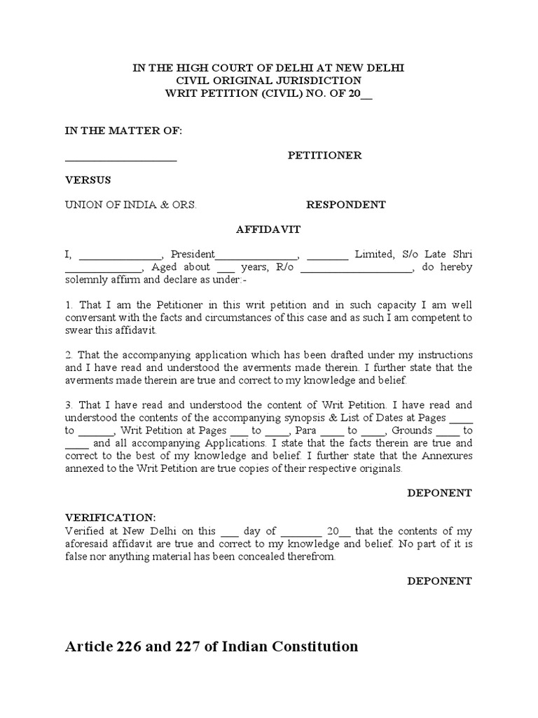 Affidavit_for_Writ_of_Certiorari_Writ_Petition_under_Article_226_and_227_filed_in_High_Court[1 ...