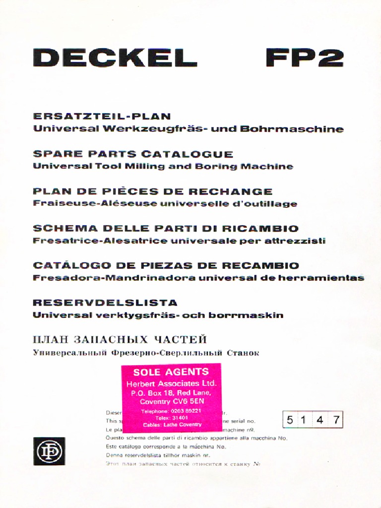 Deckel FP2 Parts Manual - Small | PDF