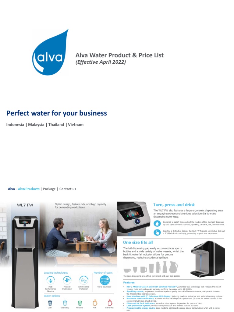 Pricelist ALVA Water Purifier Dispenser | PDF