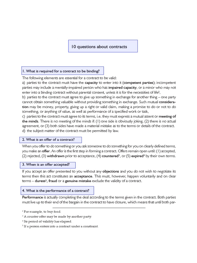 10 Questions About Contracts | PDF