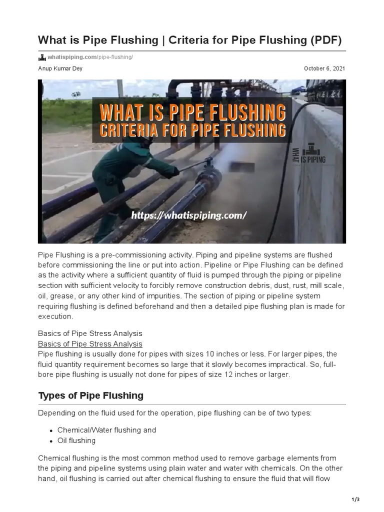 Criteria For Pipe Flushing PDF | PDF | Pipe (Fluid Conveyance) | Water