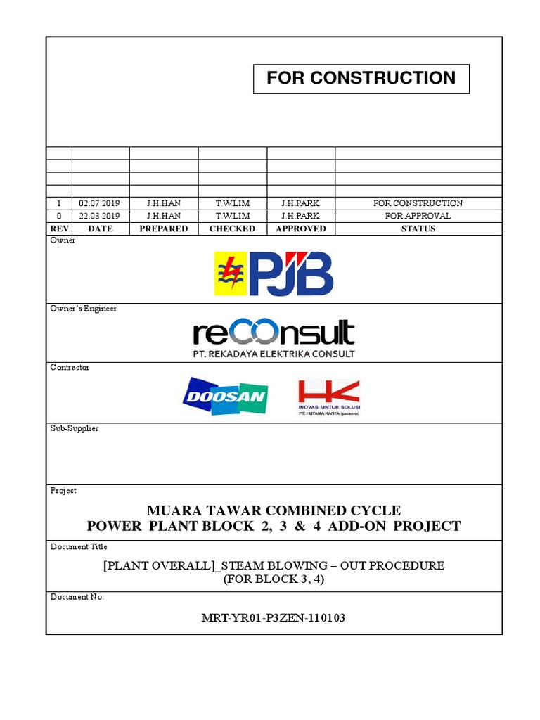 Steam Blowing Prosedure | PDF