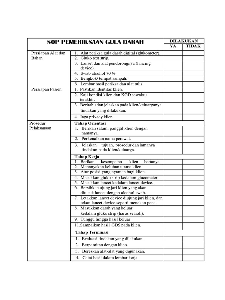 Daftar Tilik Sop 1 | PDF