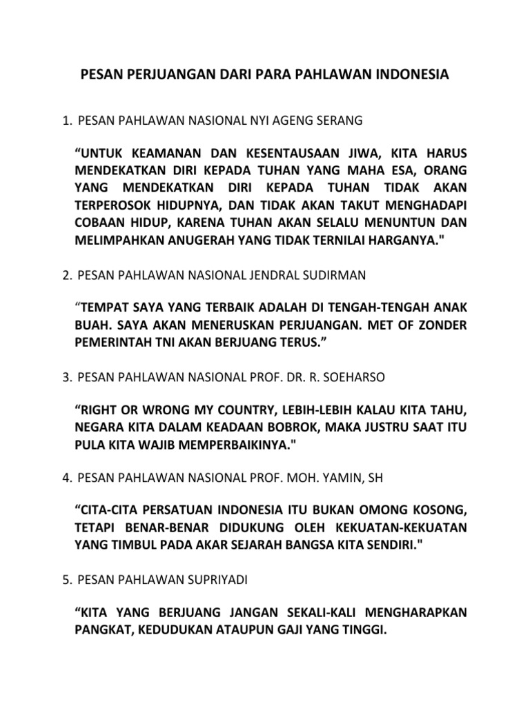 Pesan Inspiratif Para Pahlawan | PDF | Kesehatan Holistik | Agama ...