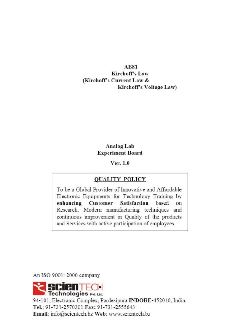 AB81 Kirchoff's Laws (Kirchoff's Current Law & Kirchoff's Voltage Law ... AB81 Kirchoff's Laws (Kirchoff's Current Law & Kirchoff's Voltage Law ...