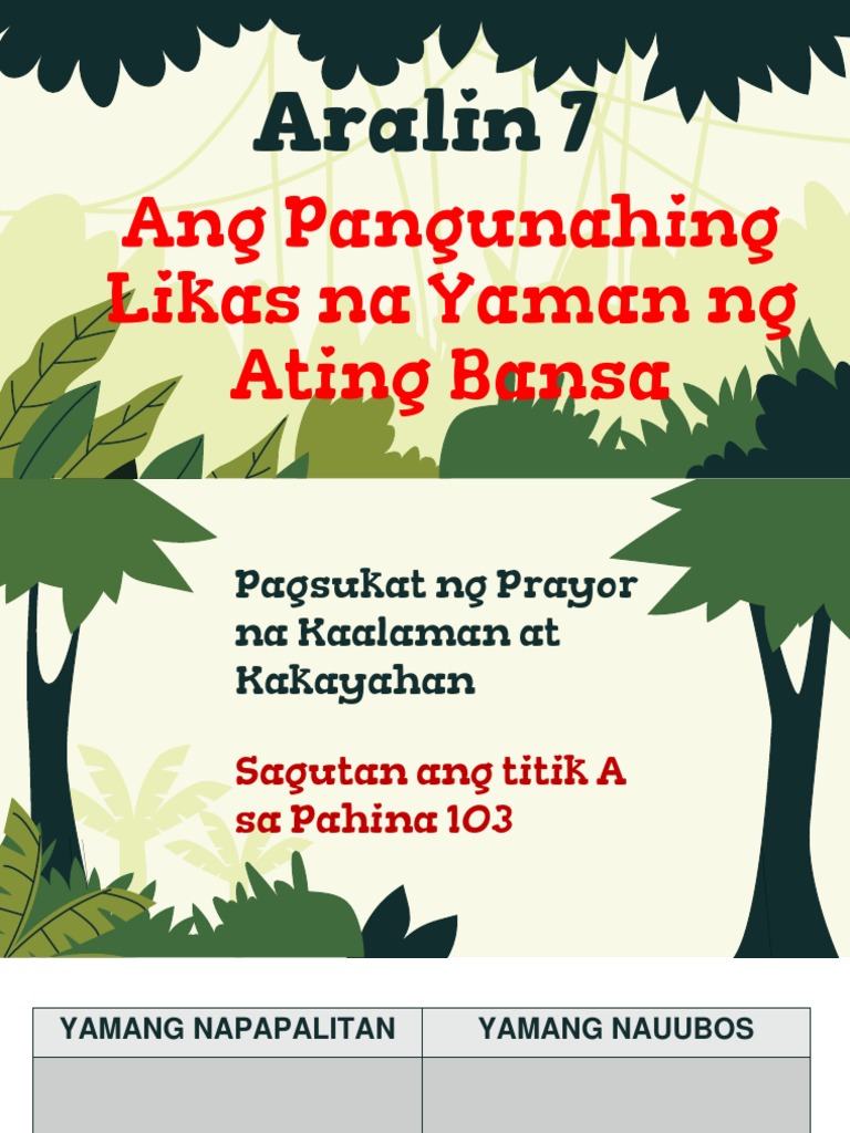 Aralin 7 Ang Pangunahing Likas Na Yaman NG Bansa | PDF