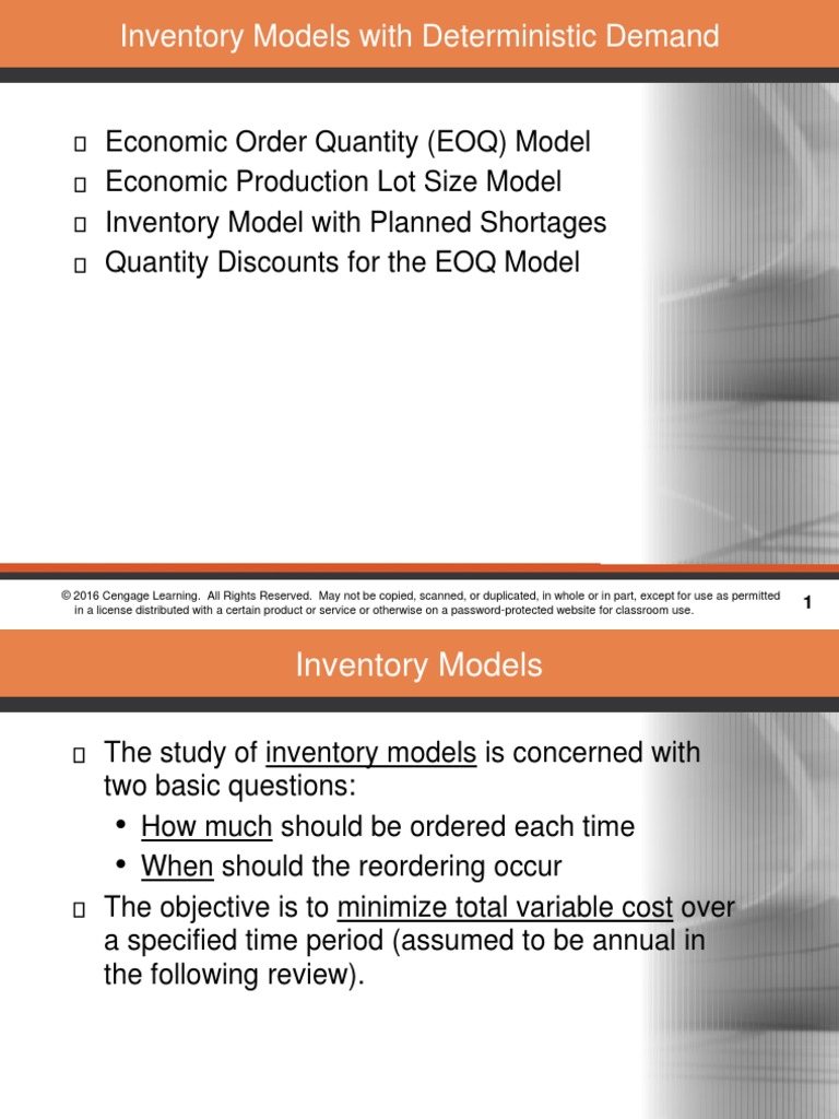 Inventory Models With Deterministic Demand | PDF