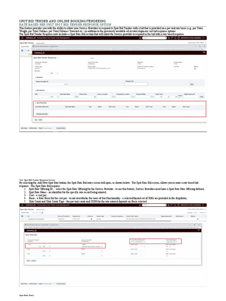 22C - Spot Bid Tender and Online Booking | PDF | Cost | Information ...