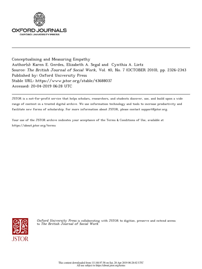 Conceptualising and Measuring Empathy | PDF | Science & Mathematics